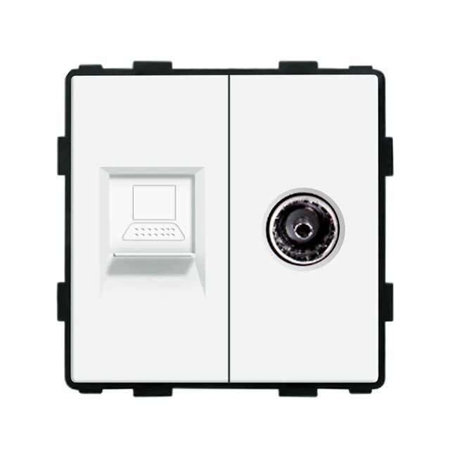 Механизм розетки интернет/тв, CAT5e/TV, цвет белый