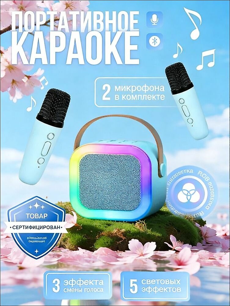 Портативная колонка караоке, Bluetooth 5.4, время работы 6 часов