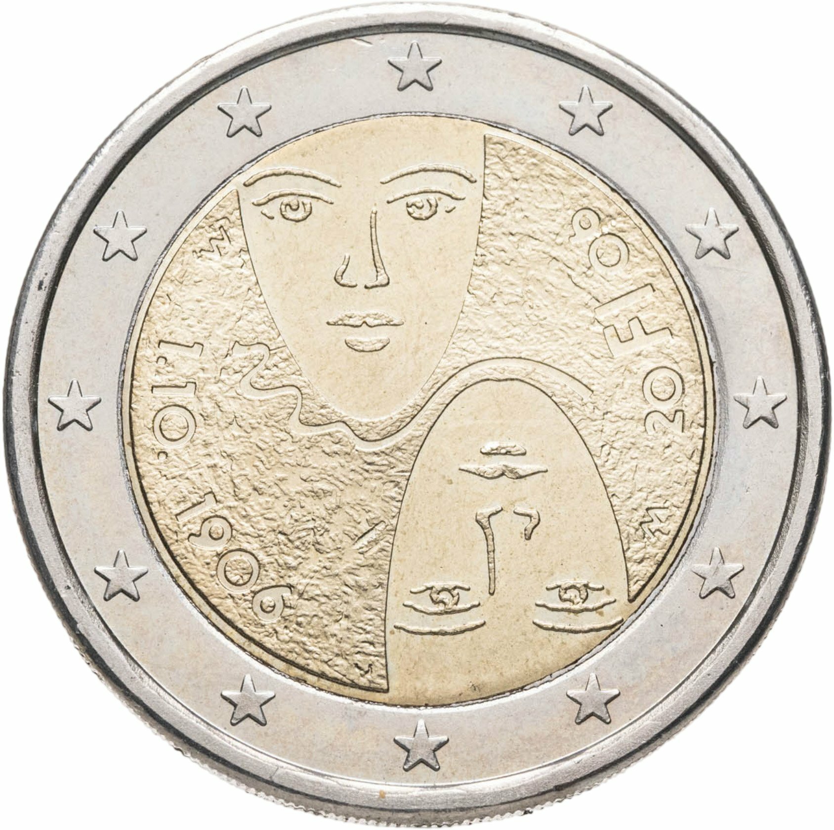 Финляндия 2 евро euro 2006 "100-летие введения в Финляндии всеобщего равного избирательного права", Биметалл, в сохранности UNC