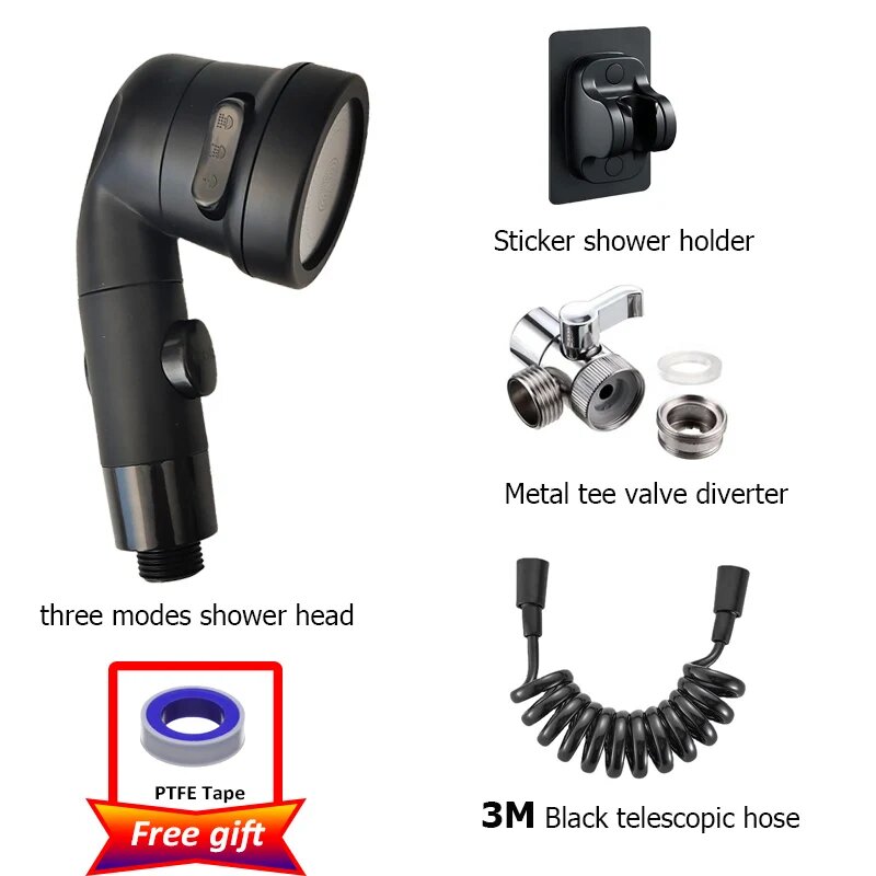 Распылитель для крана Zloog 3 режима Черный, Black set 3M hose