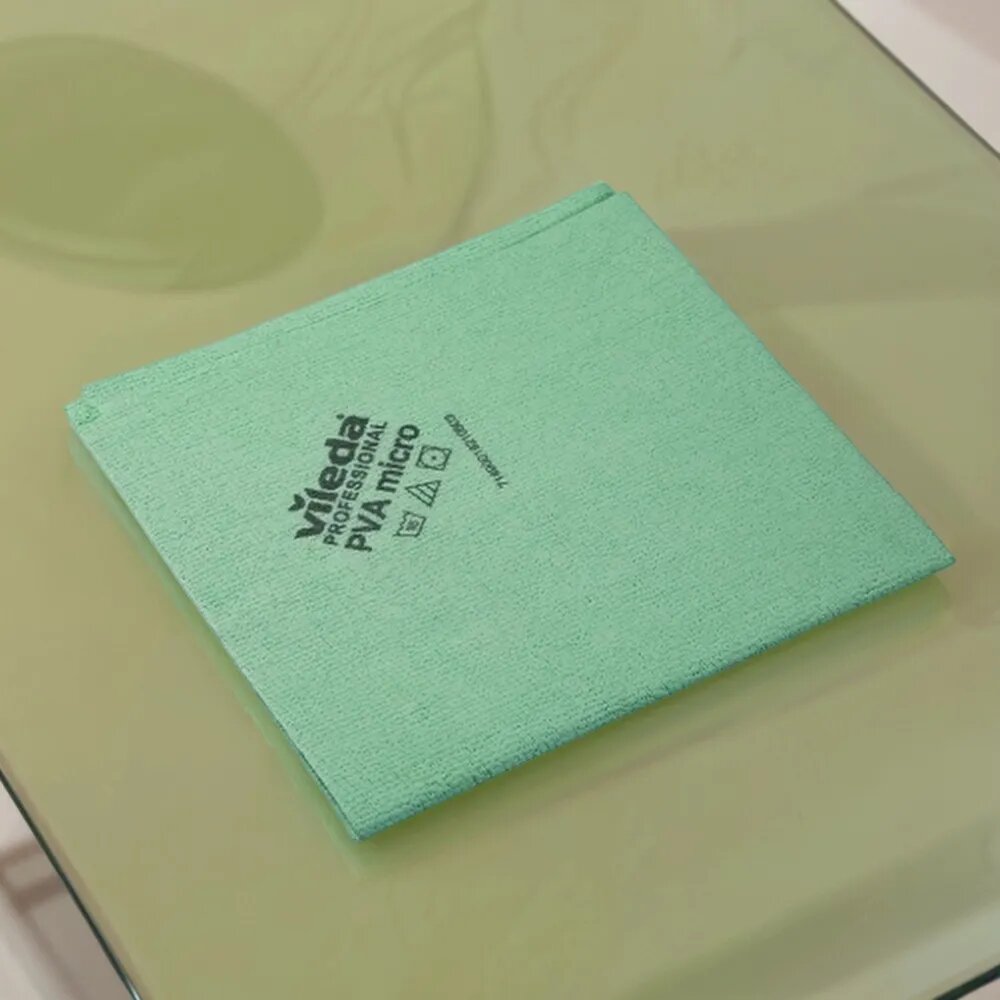 Салфетка тряпка для уборки Vileda Professional, PVAmicro, ПВА микро, 38х35см 1 шт, зеленая.