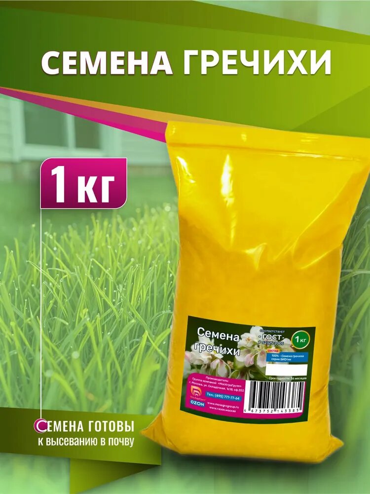 Семена Гречихи для посева БИОтик Мосагрогрупп 1 кг медонос и сидерат
