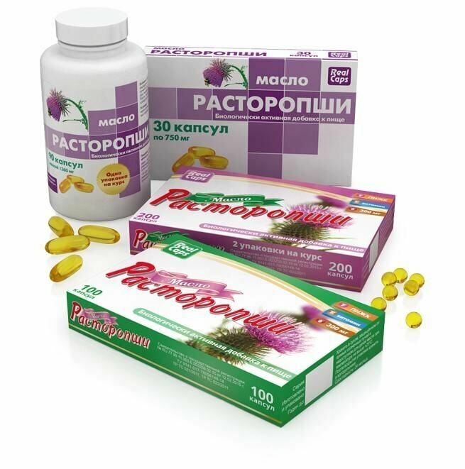 Пищевая добавка RealCaps масло расторопши750мг № 30 капс 0402, 1041