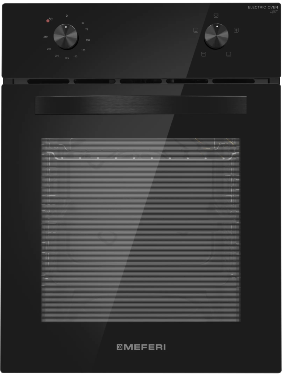 Духовой шкаф электрический Meferi Light MEO454BK, 53л, 4 программ, черный/нержавеющая сталь