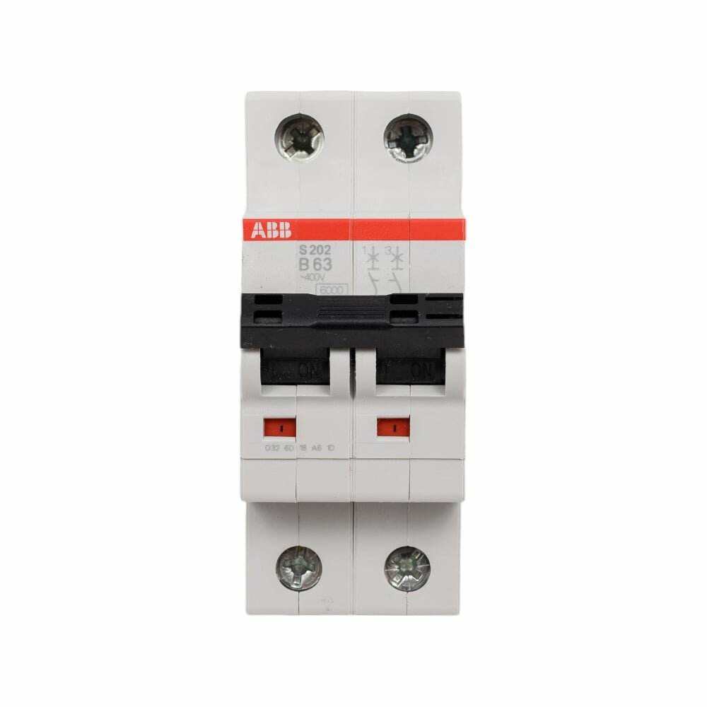 Автоматический 2-полюсной выключатель ABB S202 B63 2CDS252001R0635