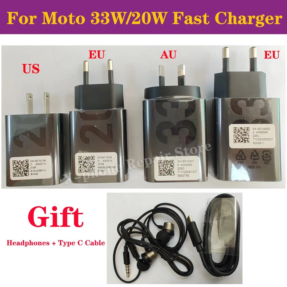 Быстрое зарядное устройство для телефона 33W 20W, USB-кабель Type-C, быстрая зарядка, 33W AU Charger