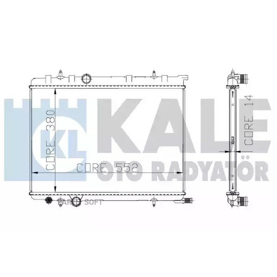 KALE 216999 Радиатор охлаждения для а/м Peugeot 307 Citroen C4 (04-) 1.4 1.6i паяный