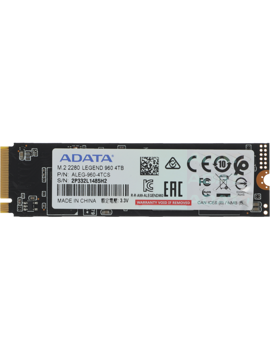 Накопитель SSD A-Data Legend 960 ALEG-960-4TCS 4 ТБ, M.2 2280, PCIe 4.0 x4, NVMe, M.2 7400 МБ/с