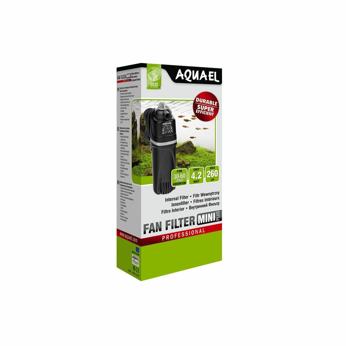 Фильтр для аквариума внутренний AQUAEL FAN FILTER mini plus (60 л, 260 л/ч, 4,2 Вт)
