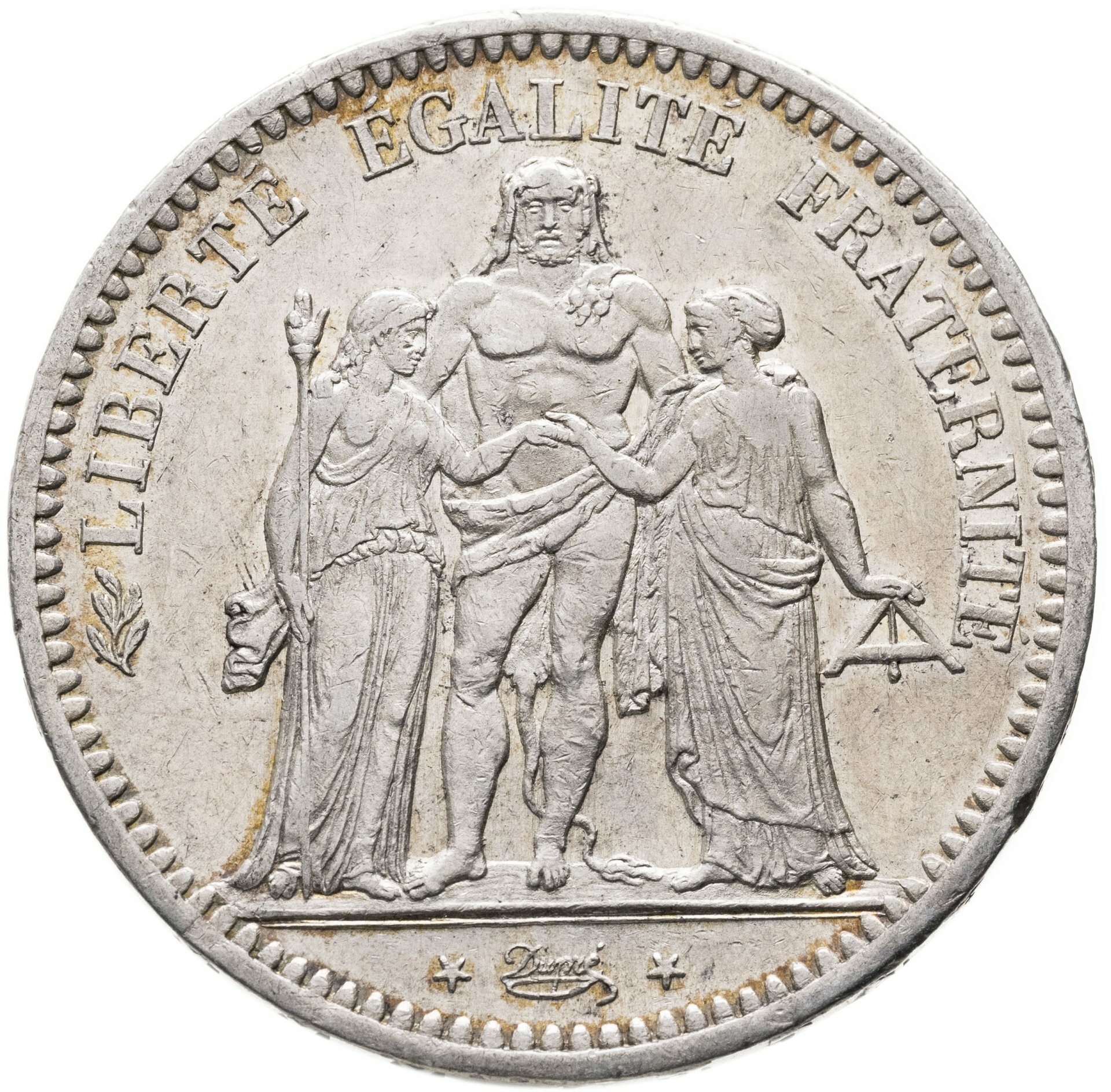 Франция 5 франков 1848, Серебро 900, в сохранности XF
