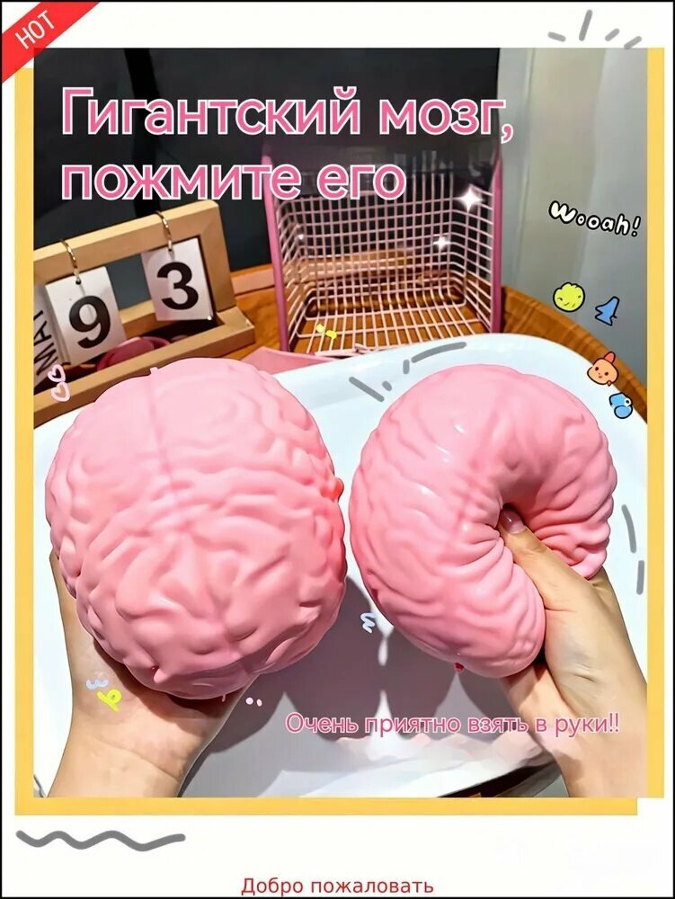 Новая модельОчень большая игрушка-антистресс в виде гигантского мозга с медленным отскоком и функцией розыгрыша