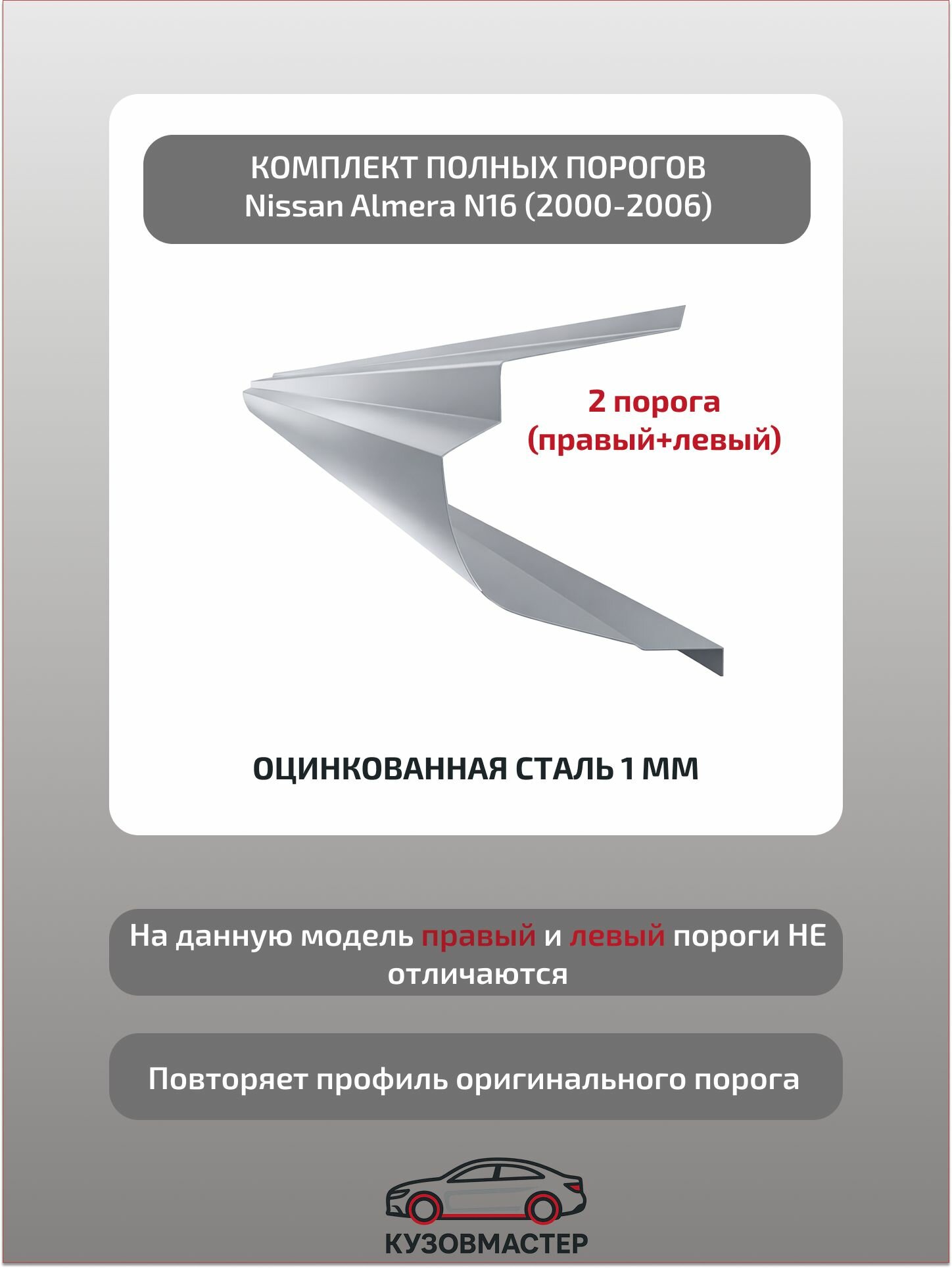 Комплект порогов Nissan Almera 2 (N16) (Полный профиль) цинк