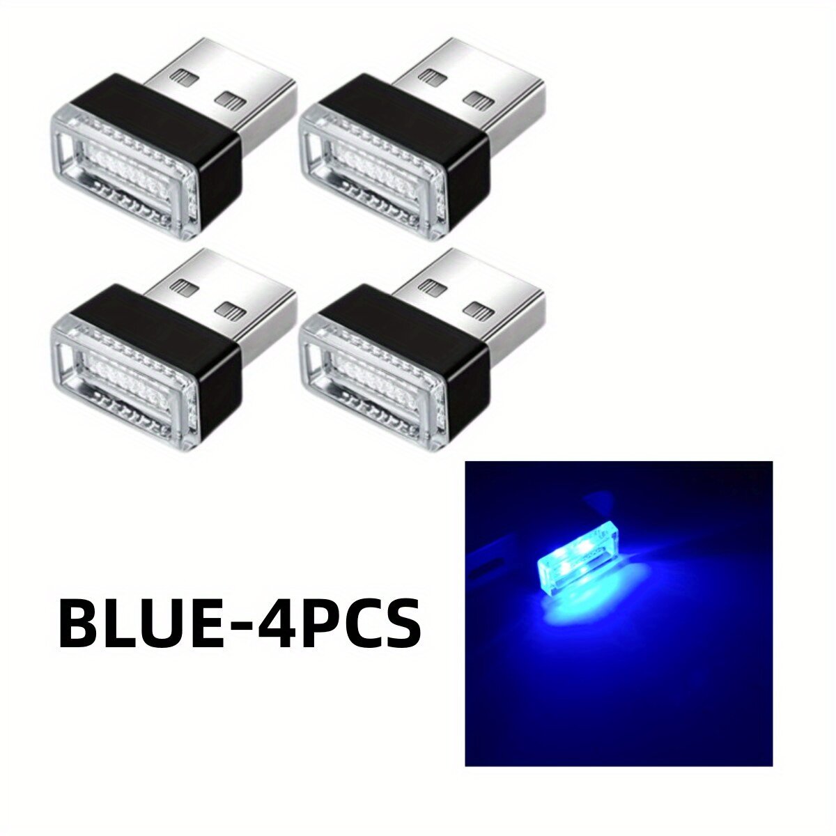 4 универсальных USB-светильника для интерьера автомобиля, мини-светодиодные USB-лампы, автомобильные ночники с подключением через USB, декоративное освещение для автомобиля, не требует батареек.