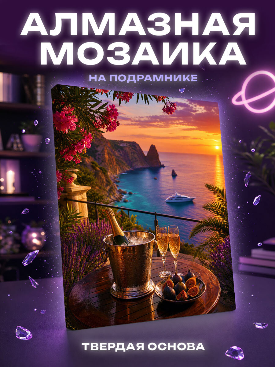 Алмазная мозаика Закат на балконе Фиолента