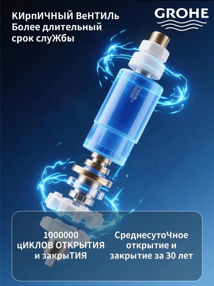 Смеситель GROHE черный для раковины с донным клапаном, высота излива 90 мм — фото 1