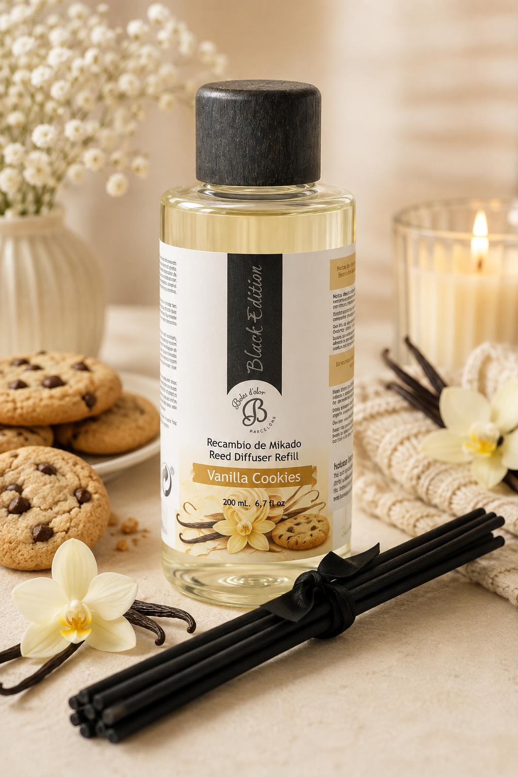 Boles d'olor / Сменный блок с палочками 200мл Ванильный кекс / Vanilla Cookies (Black Edition)
