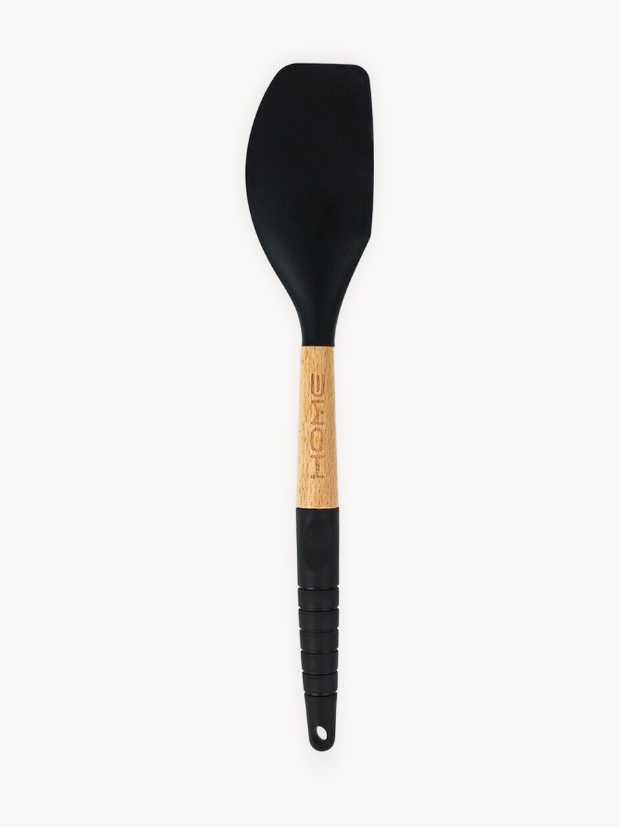 Лопатка Доляна Home, силиконовая, деревянная ручка, 32см, черная