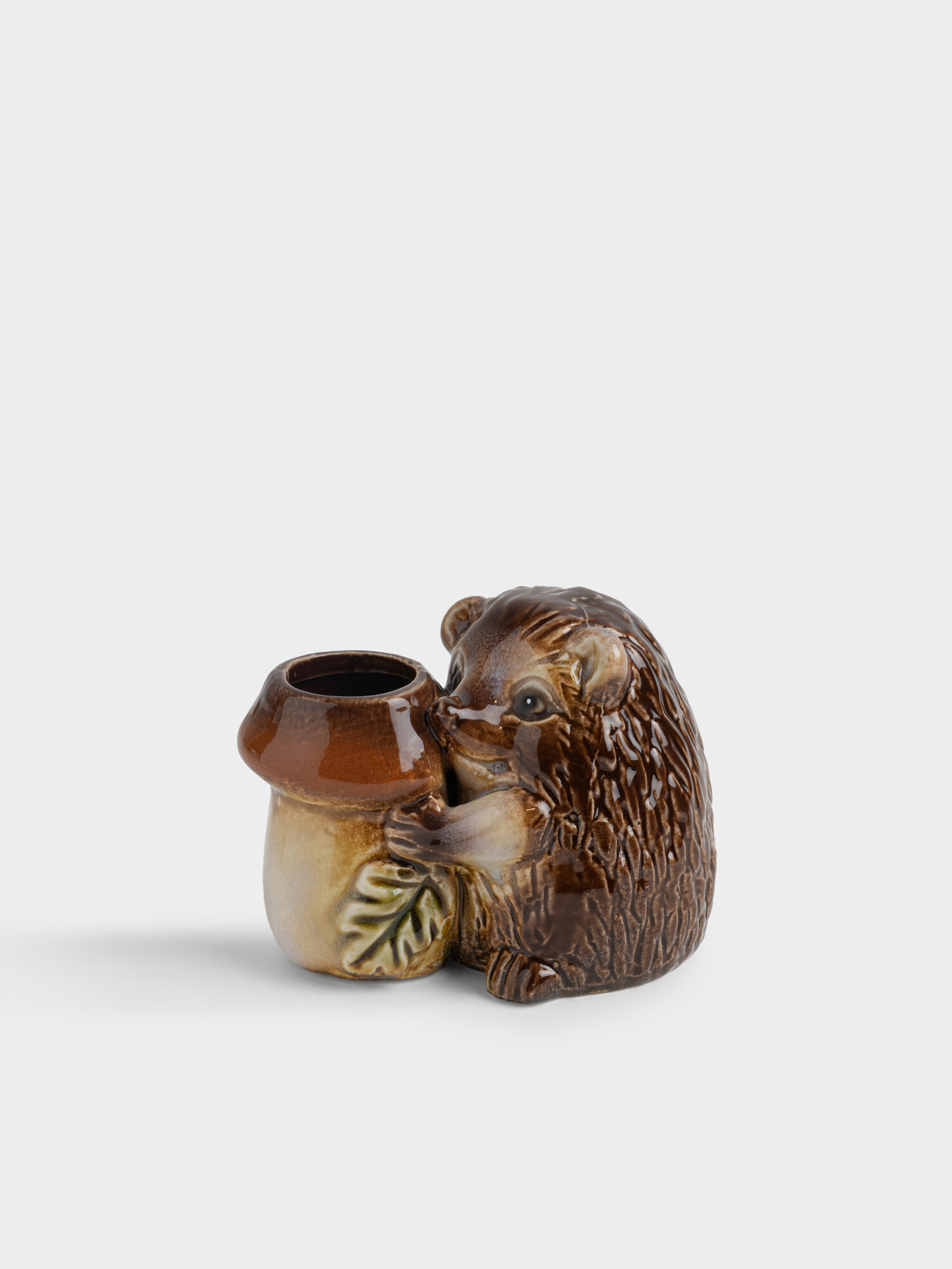 Подставка для зубочисток, 9 см, керамика K, коричневая, Еж с грибом, Hedgehog, Kuchenland