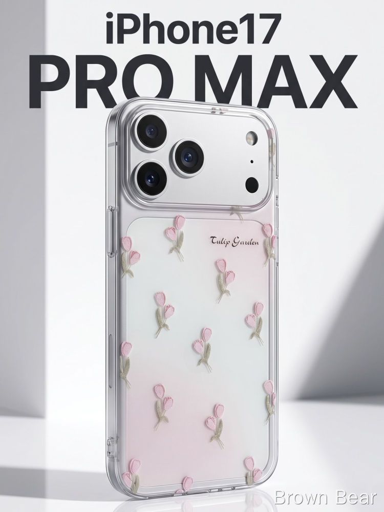 Чехол для iPhone 17 Pro Max с розовыми тюльпанами, прозрачный дизайн, для дома и подарка