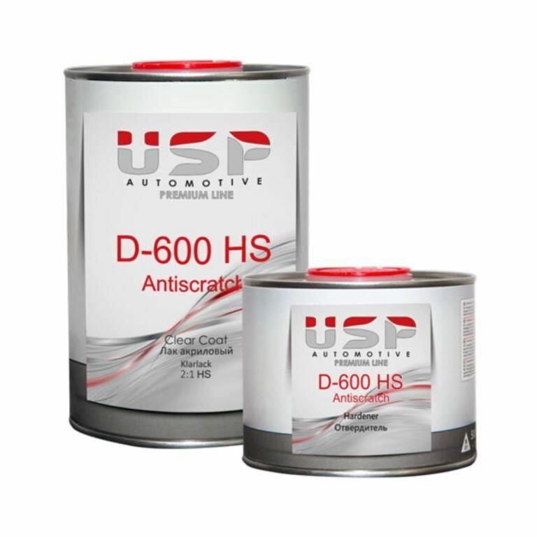 Лак акриловый USP Premium D-600 HS Antiscratch 2:1 1л. + отвердитель 0.5л. двухкомпонентный высоконаполненный царапиностойкий
