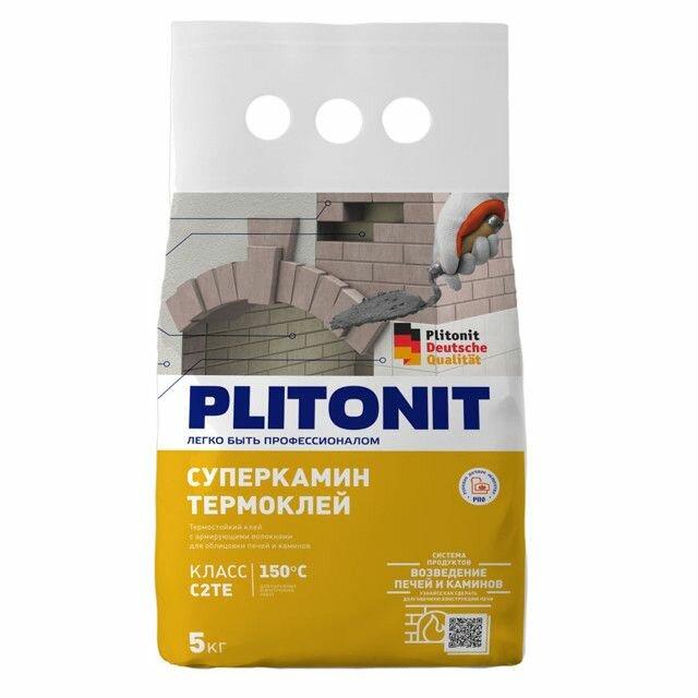 Клей плиточный PLITONIT СуперКамин ТермоКлей, 5 кг