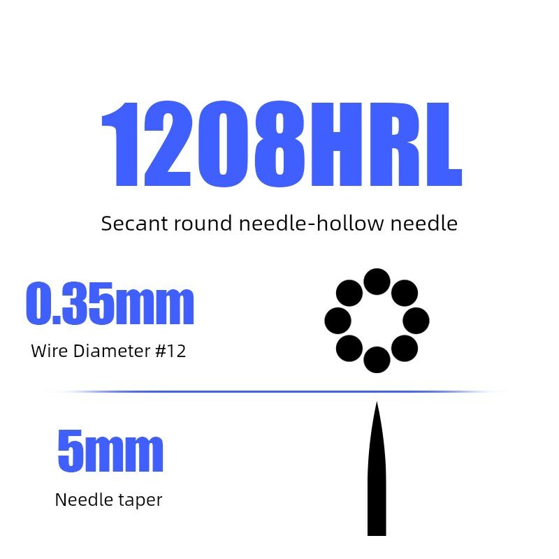 Пустотелые иглы серии RL для татуировки, модель 1208HRL, профессиональный набор из 10 штук