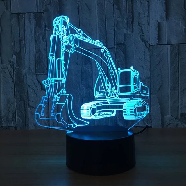 3D Ночник «Экскаватор» Black Lamp Base, 16 color with remote