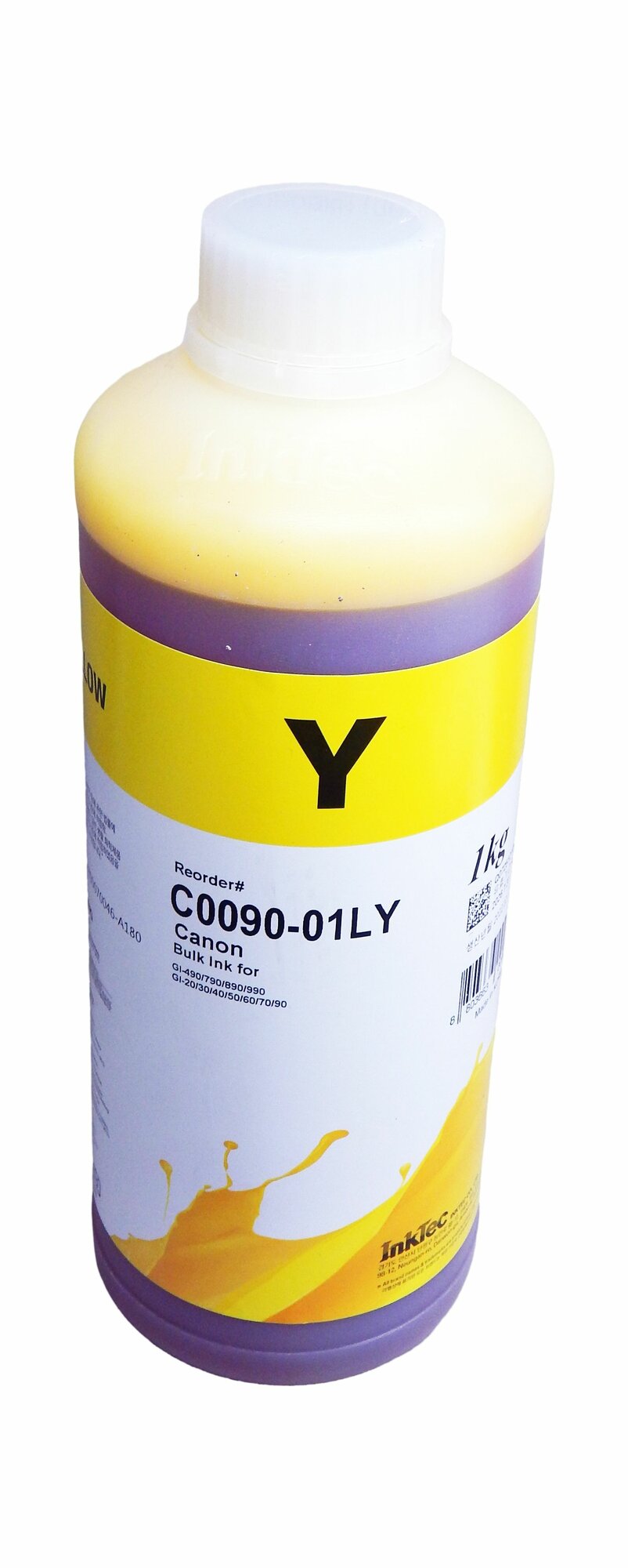 Чернила в канистре для картриджей Canon GI-490/790/890/990Y InkTec C0090, 1 литр, Yellow
