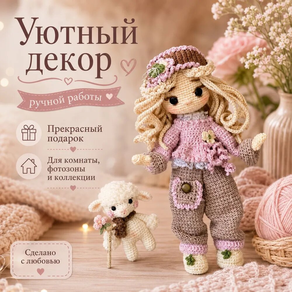 Набор для вязания крючком Кукла амигуруми, DIY набор для творчества, вязаная игрушка своими руками
