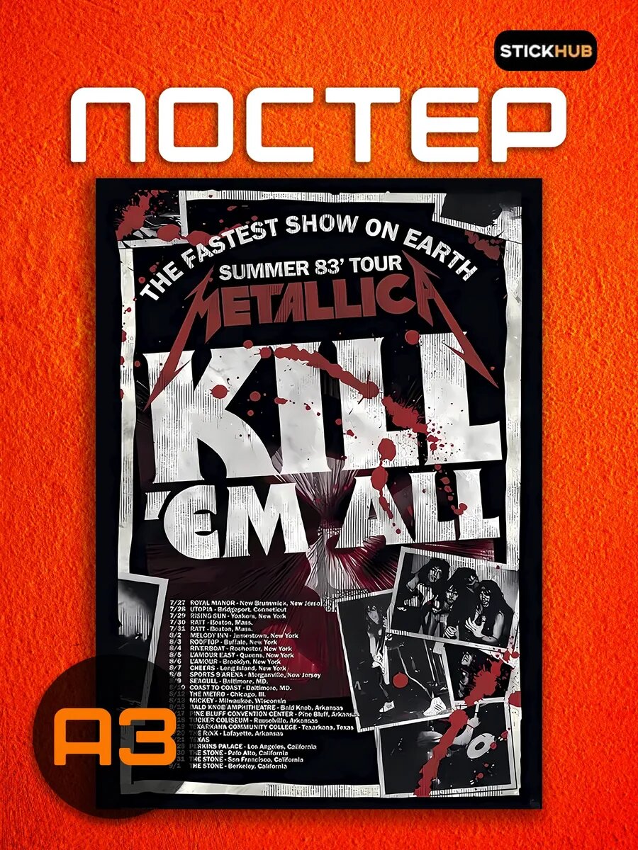 Постер на стену Metallica: Kill 'Em All / Summer 83' Tour