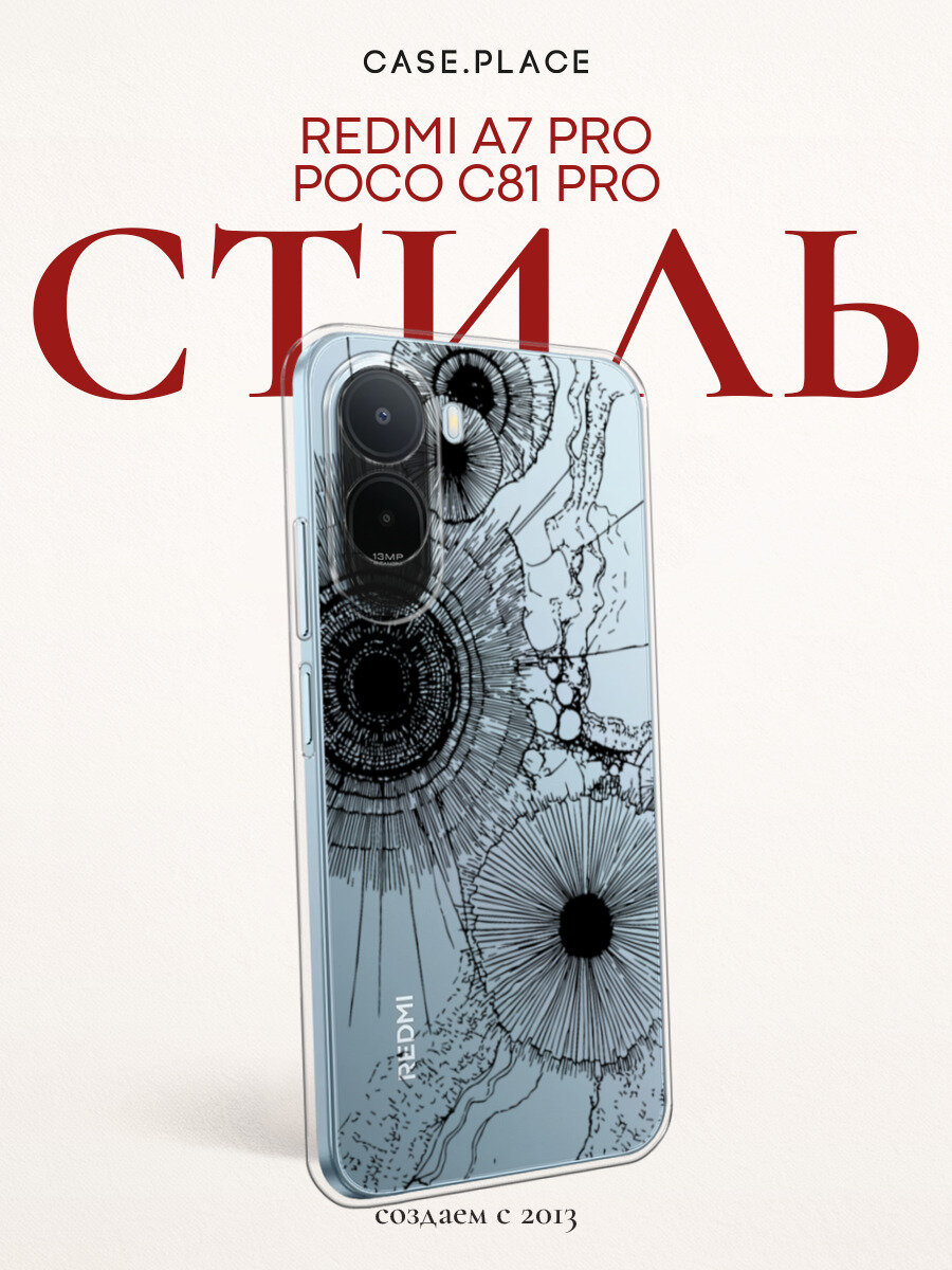 Чехол на Xiaomi Redmi A7 Pro/Poco C81 Pro / Сяоми Редми A7 Про/Поко C81 Про с принтом Абстрактный деревянный узор