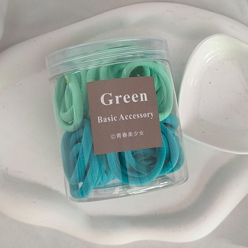 Эластичные резинки для волос, аксессуары, Green Series, 50шт/1 банка без этикетки, прочные, не спутываются, резинки