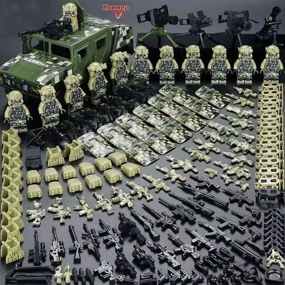 Набор лего солдатиков SWAT 12солдат + 1 автомобиль / военные /Гепард вооружён специальной армией
