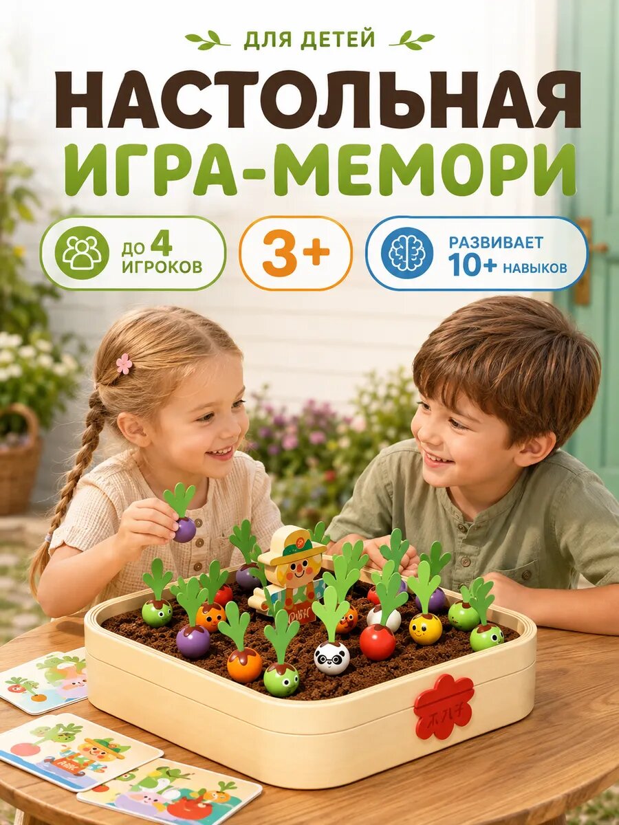 Настольные игры для детей мемори Умная ферма