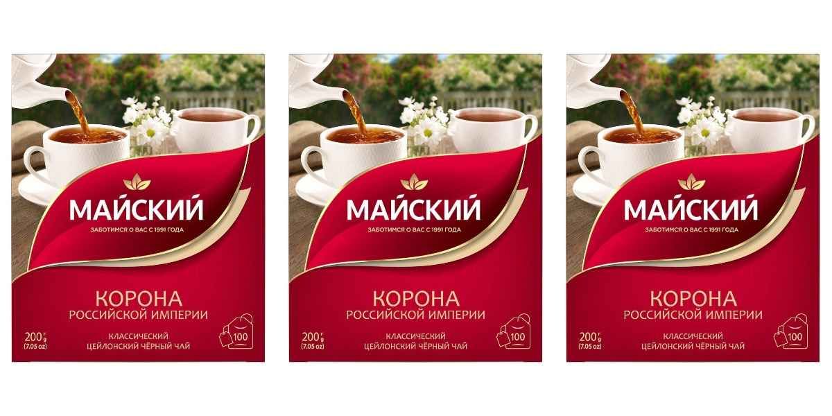 Майский Чай Корона Российской империи 2 г х 100 шт, 3 уп