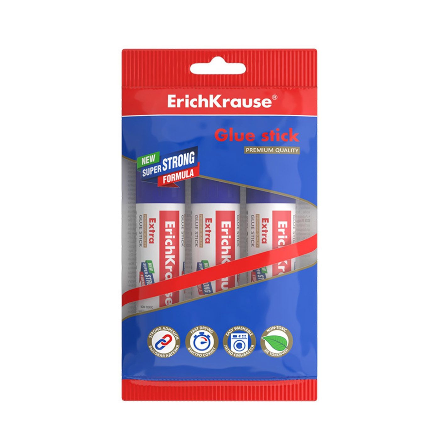 Клей-карандаш ErichKrause EXTRA 21 г, PVP, 3 шт в упаковке