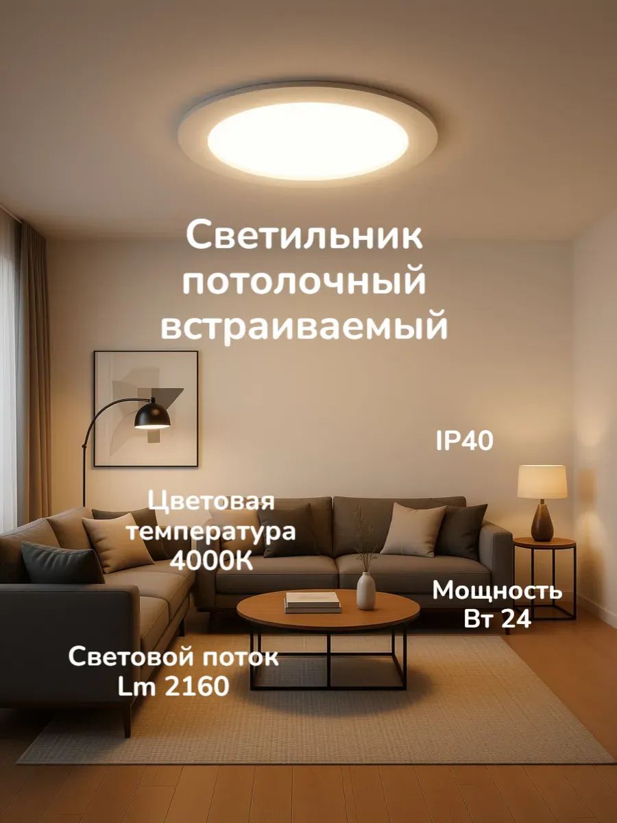 Светодиодный светильник Feron.ONE AL528 встраиваемый 24W 4000K белый 48875