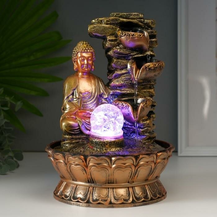 Декоративный фонтан Будда у скальных чаш (с подсветкой)