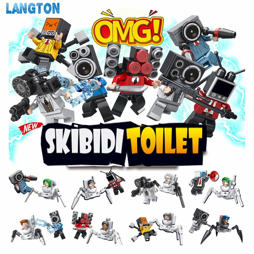 Аниме фигурок Скибиди туалет Skibidi Toilet TV / Titan man/ минифигурки 16шт-пакет, совместим с лего