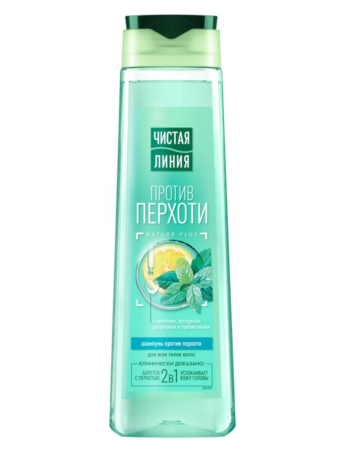 Шампунь для волос Чистая Линия Против перхоти, с ментолом, мятой и пребиотиками, 400мл