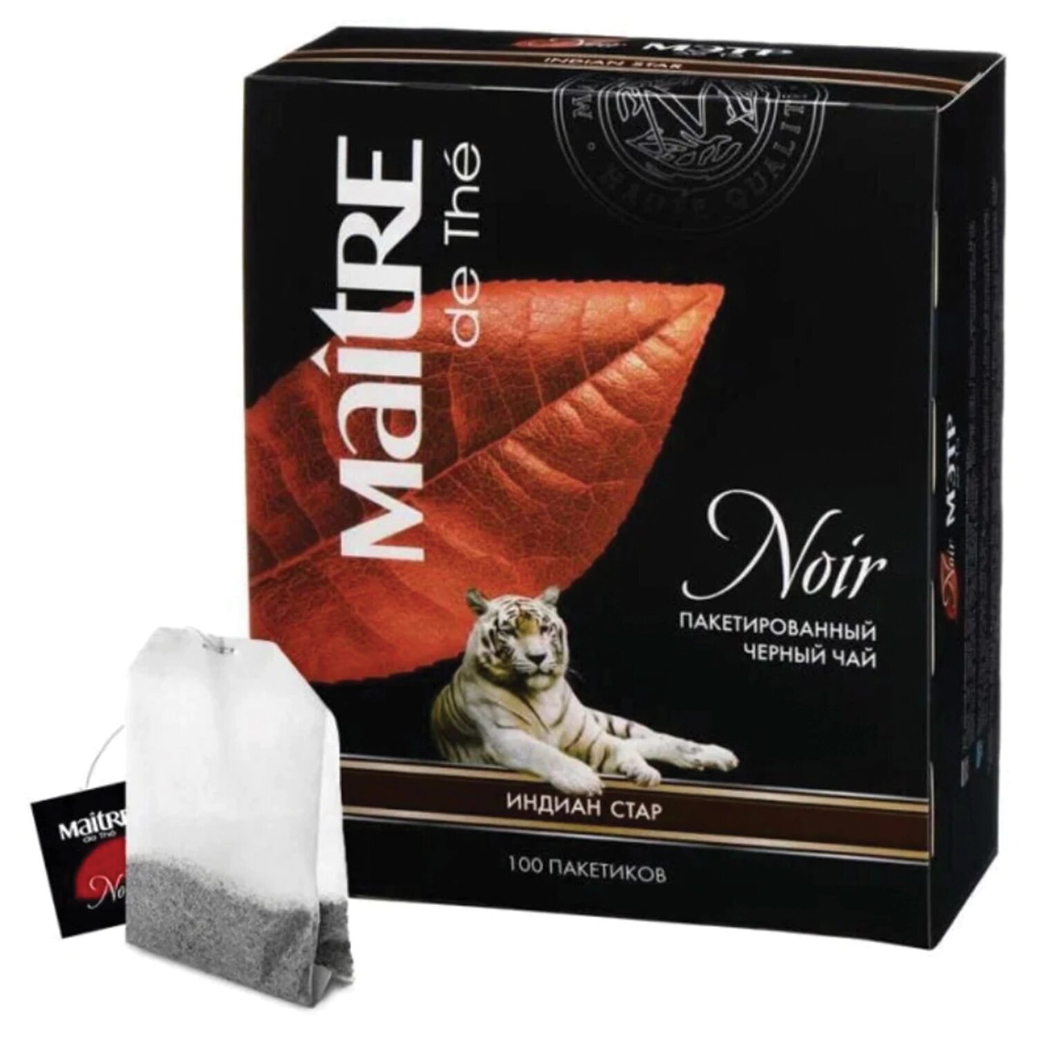 Чай MAITRE (Мэтр) "Indian Star" черный, 100 пакетиков с ярлычками по 1,8 г