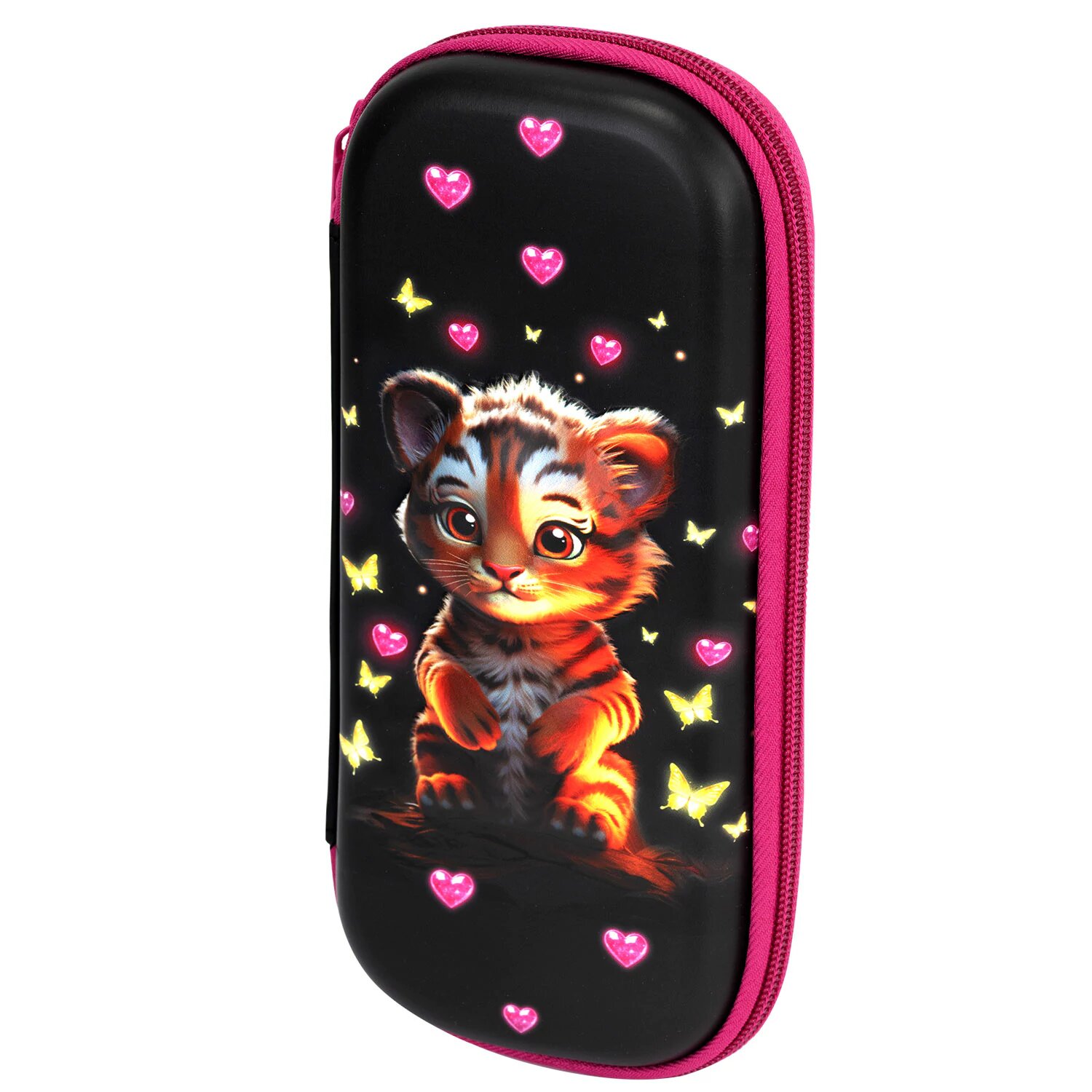 Пенал юнландия, 1 отделение, 1 откидная планка, карман, EVA покрытие soft-touch, 22105 см, "Tiger cub", 273185