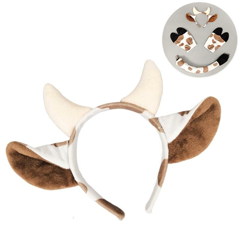 Детский костюм коровы с аксессуарами, Повязка на голову коричнево-белая