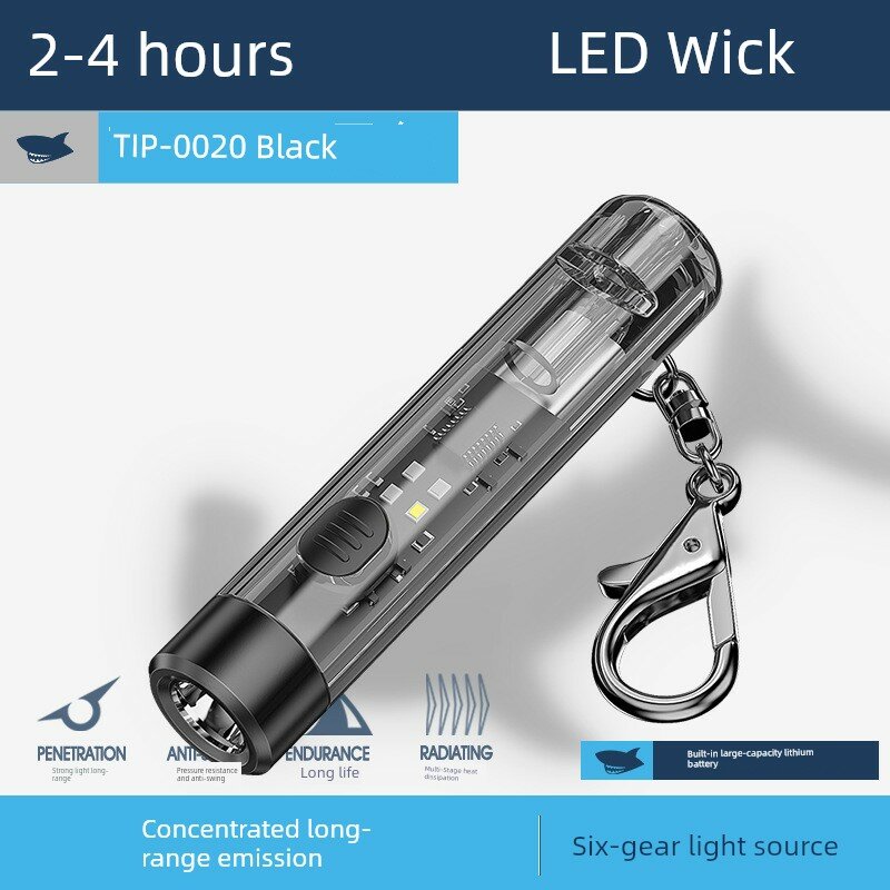 Улыбающаяся акула, сильный свет, аварийный свисток для выживания, фонарик, перезаряжаемый светильник, сверхлегкий