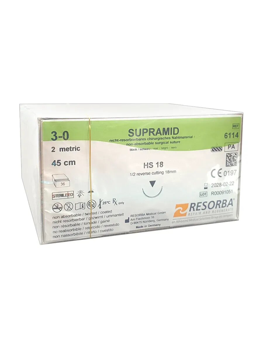 Шовный материал Супрамид 3-0, 0.45 m, 36 шт