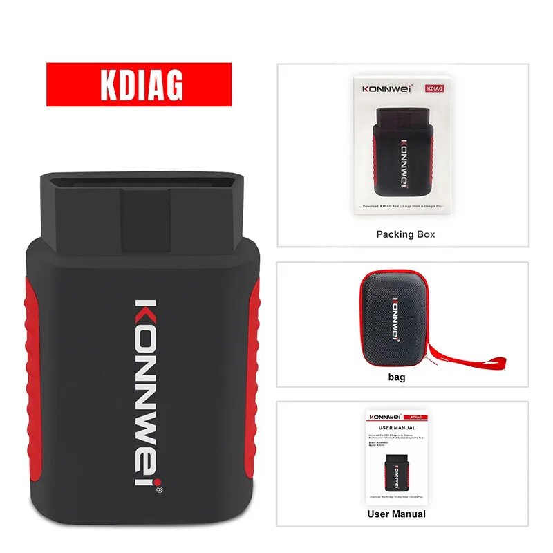 Автосканер KONNWEI KDIAG Full System OBD 2 с функцией сброса SAS, ABS, EPB, программатором ECU, Bluetooth, диагностический инструмент для автомобилей, аналог Thinkdiag