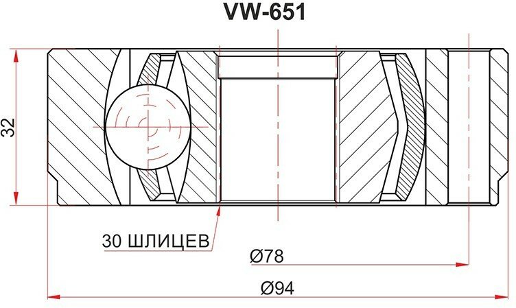 Шрус SAT VW-651 Kia Sportage 06-08
