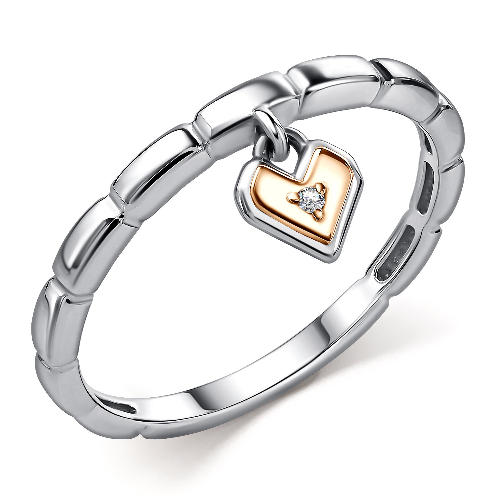 Кольцо, серебро, 925 проба, бриллиант