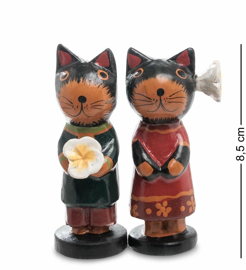 Статуэтка mini КОТ и кошка с цветком, набор 2 шт 28-031 Decor and Gift Индонезия