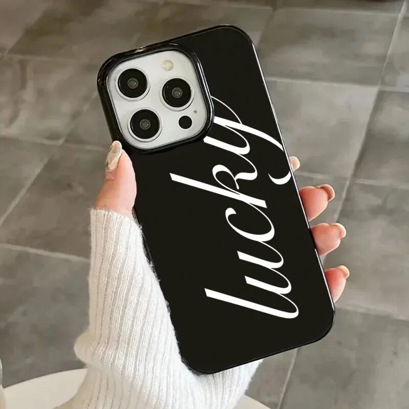 Минималистичный чехол для телефона с английским счастливым узором для iPhone 17 16 Pro Max 15 14 13 12 11 Pro Max 16E 17 Air XR XS 7 8 Plus, мягкий чехол